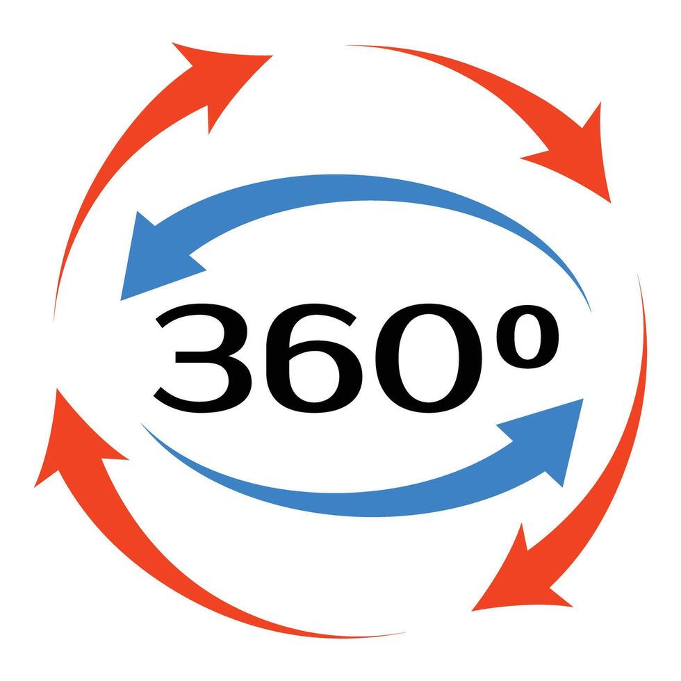 360 degrees rotating arrows showing full coverage 49780763 Vector Art at Vecteezy