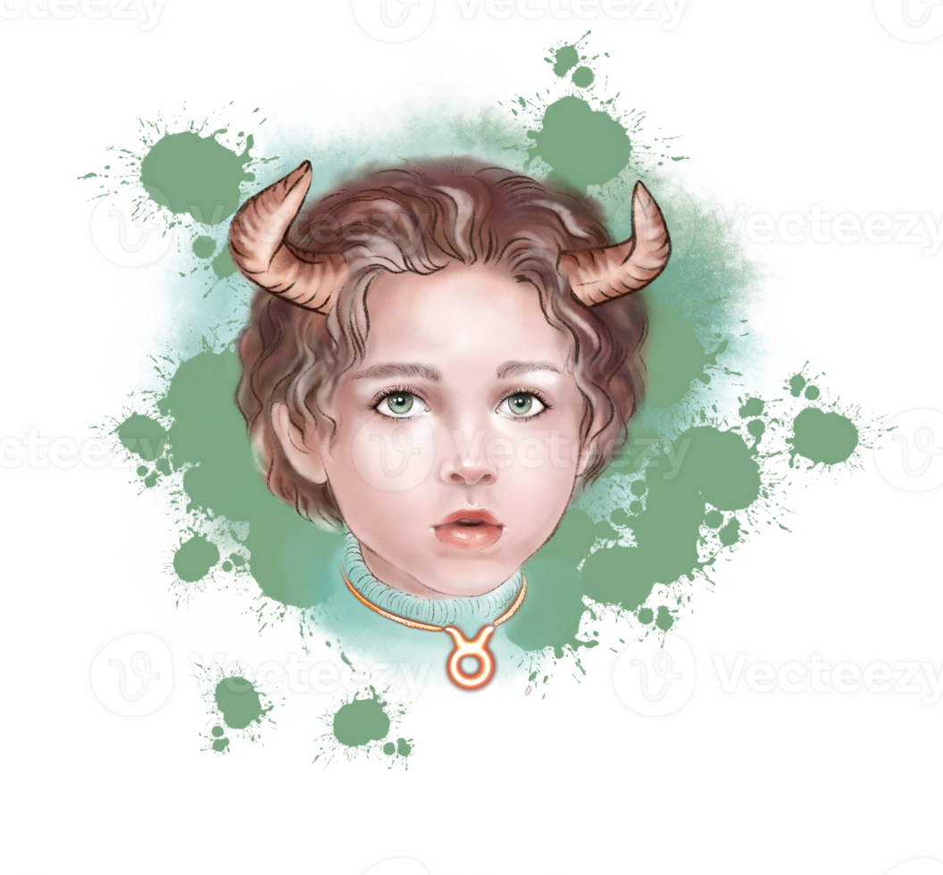 Taurus Zodiac Girl Illustration Of The Zodiac Sign Taurus The Personification Of The
