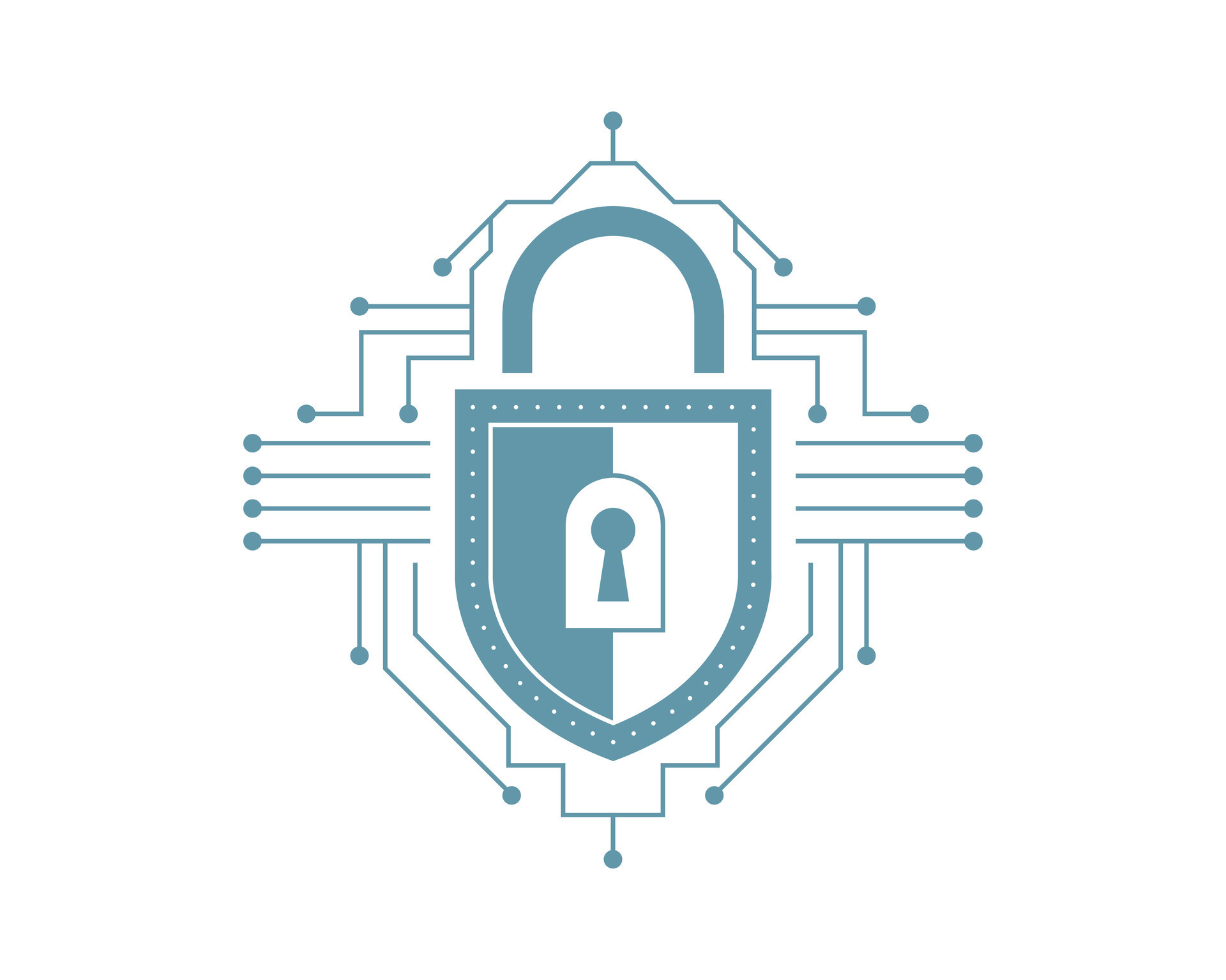 Cybersecurity Lock Icon Representing Digital Data Protection Network