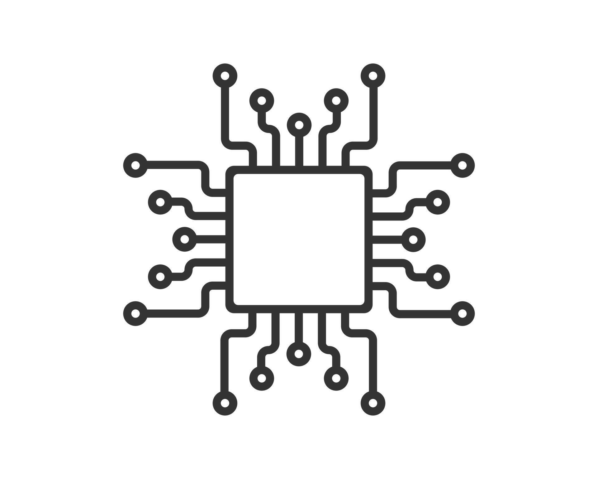 AI Computer Microchip Icon. Flat style CPU Processor Chip symbol. Digital Circuit Microchip sign ...