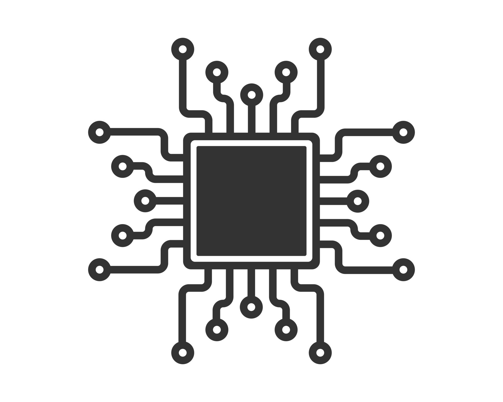Flast Style Ai Computer Microchip Icon Cpu Processor Chip Symbol