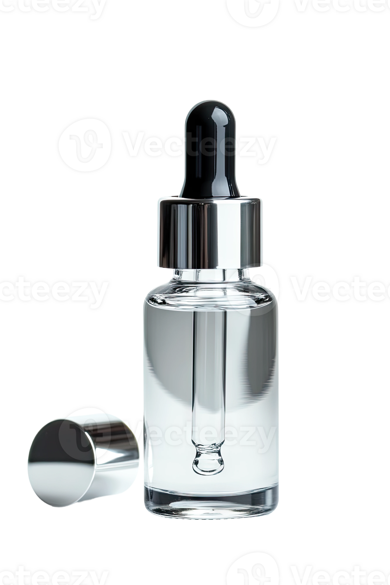 A Clear Glass Bottle With A Silver Cap And A Dropper The Bottle Is Filled With A Clear Liquid