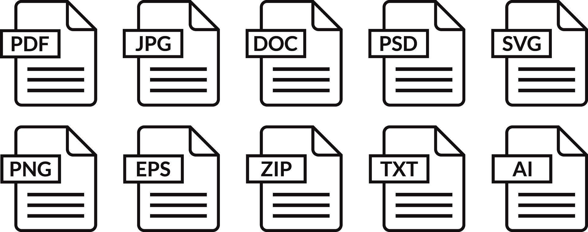 file format symbols, web format information, file format flat line ... file format symbols, web format information, file format flat line ...