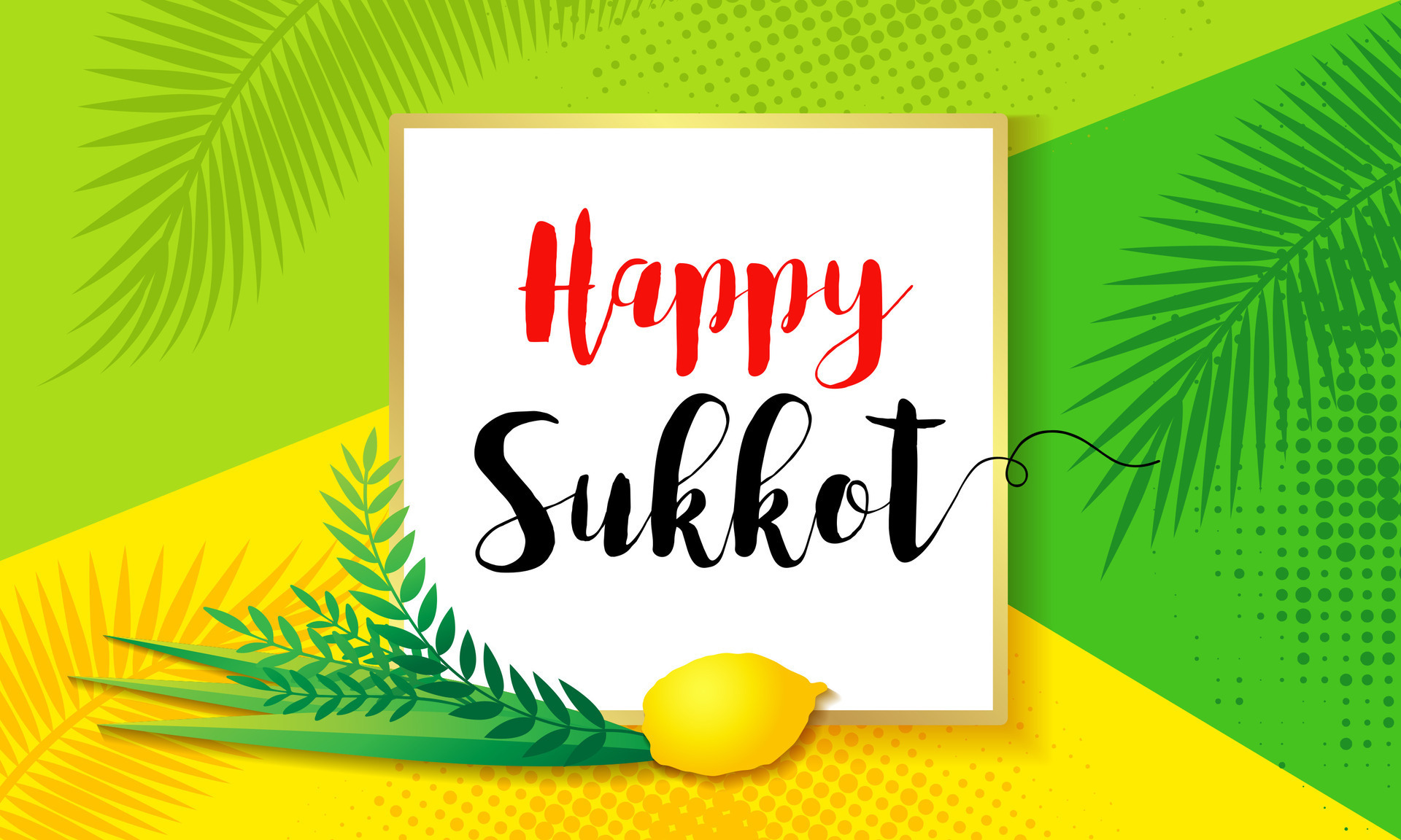 Happy Sukkot greeting card 49816673 Vector Art at Vecteezy