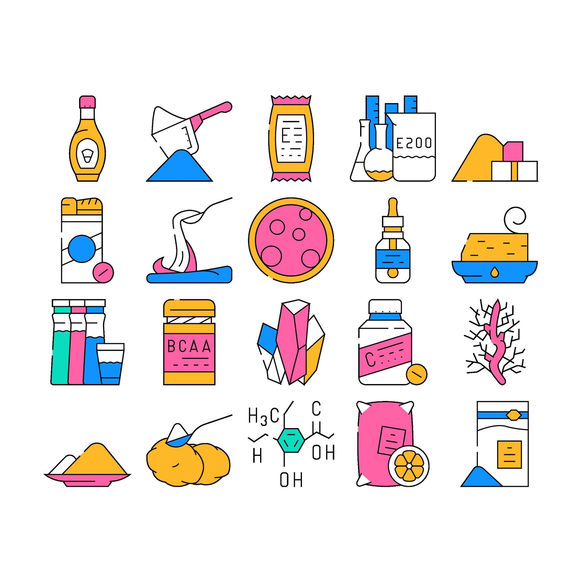 Food Additives Formula Collection Icons Set 49816938 Vector Art At Vecteezy