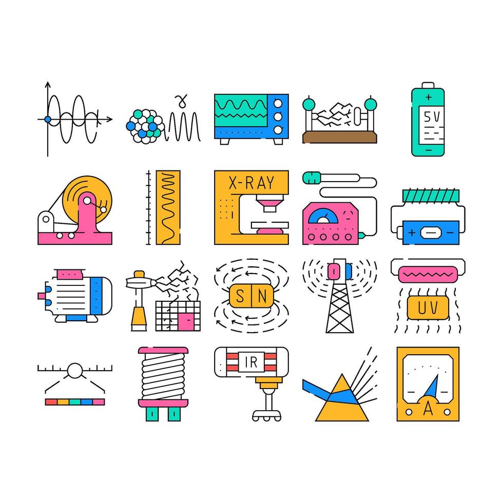 Electromagnetic Science Physics Icons Set 49817023 Vector Art At Vecteezy