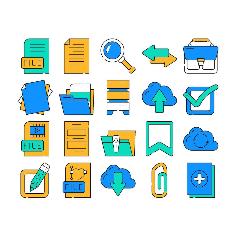 File Computer Digital Document Icons Set 49817053 Vector Art at Vecteezy