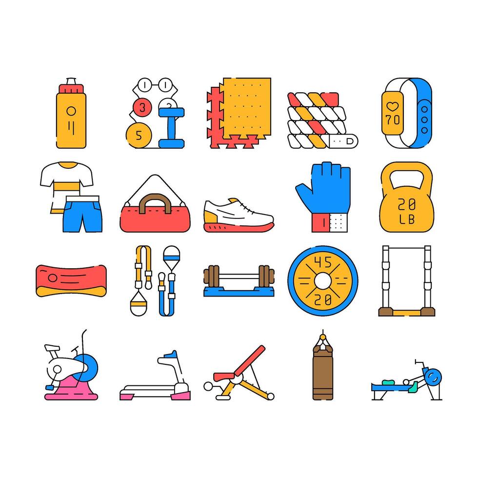 fitness gym exercise icons set 49817235 Vector Art at Vecteezy