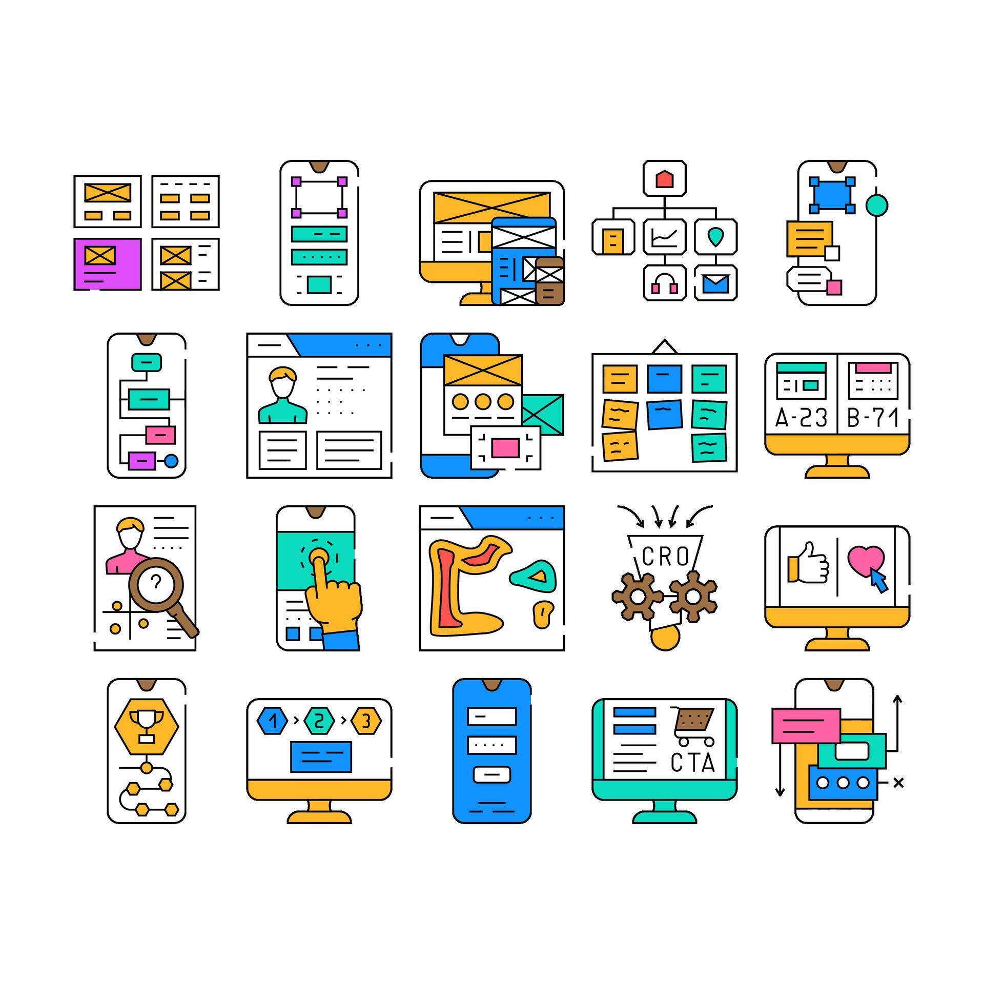 ui ux web interface app icons set 49817409 Vector Art at Vecteezy