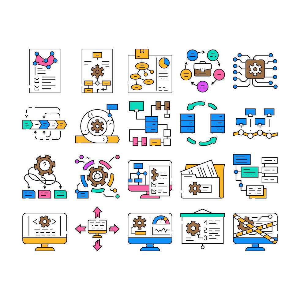 System Analyst Data Business Icons Set 49817435 Vector Art At Vecteezy