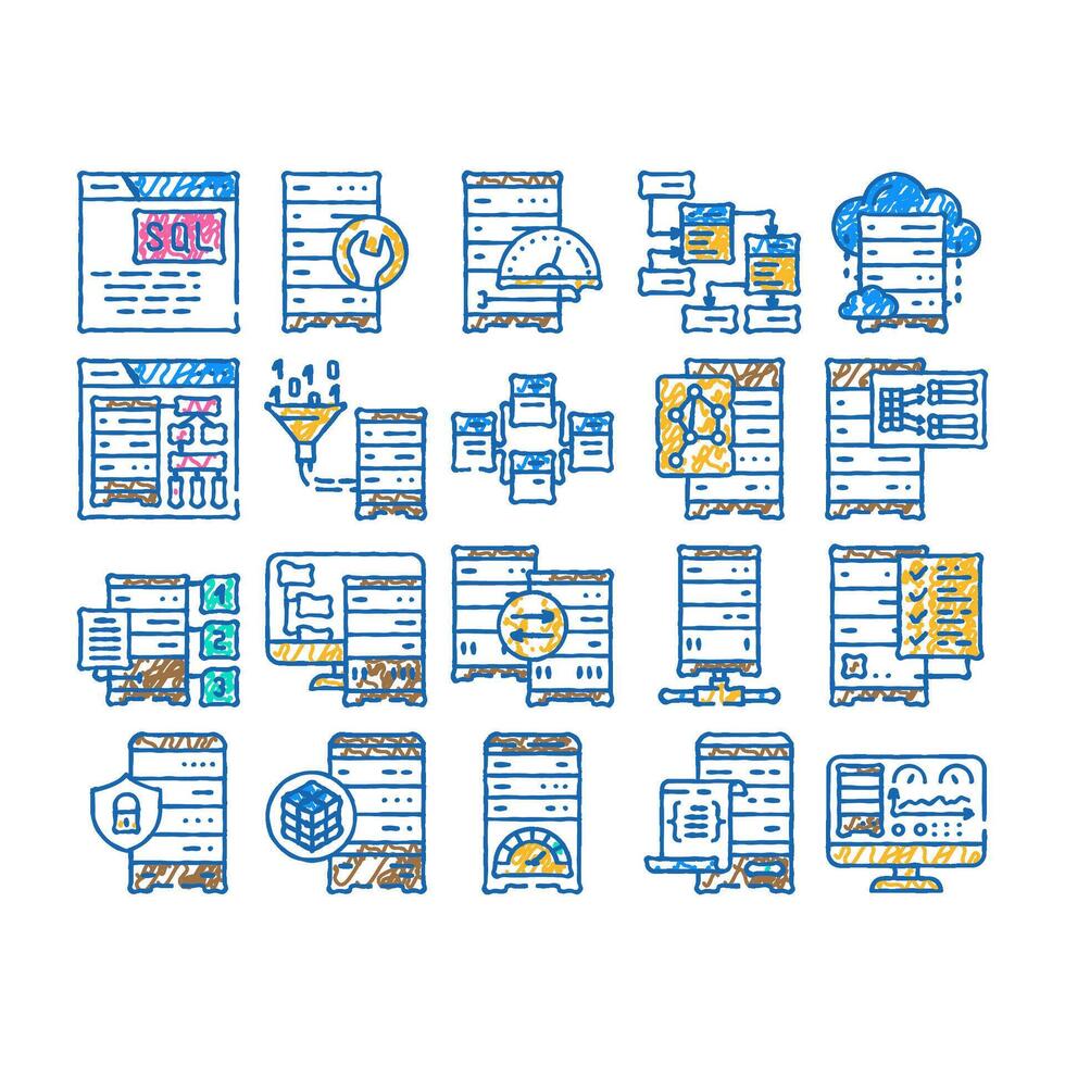 database administrator computer, icon hand drawn 49818003 Vector Art at ...