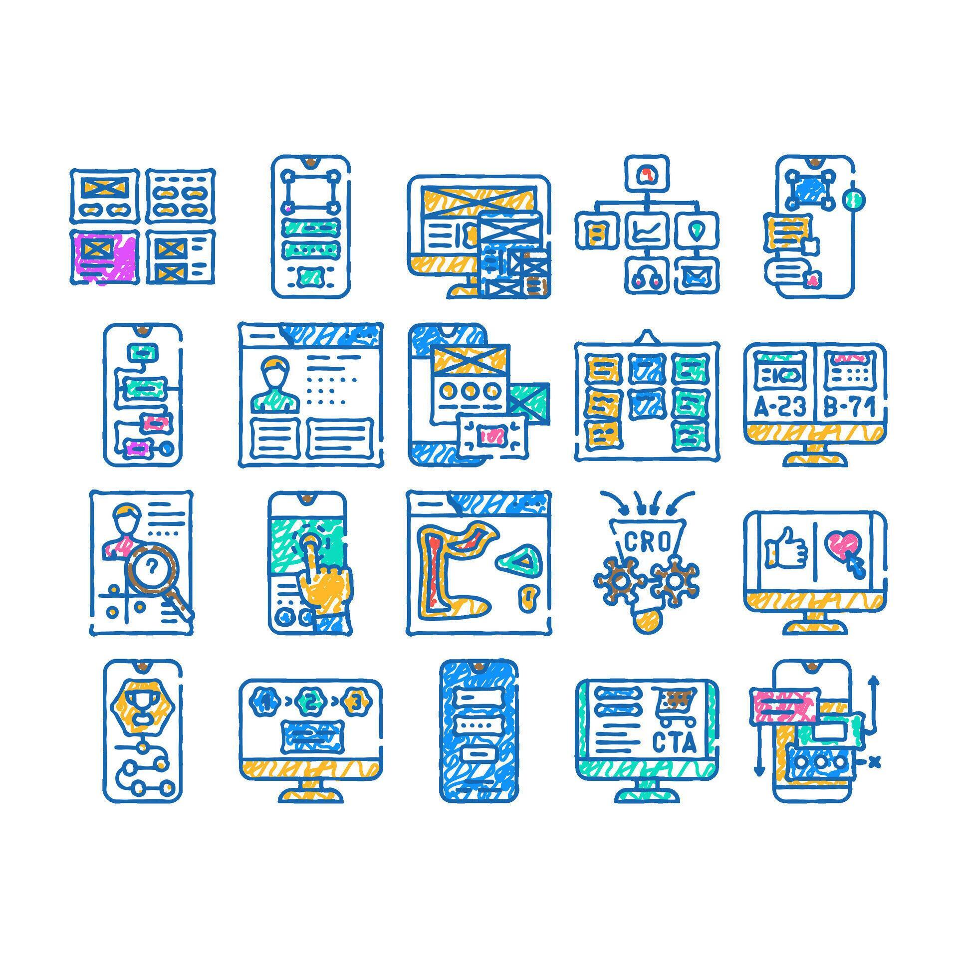 ui ux web interface app icon hand drawn 49818054 Vector Art at Vecteezy