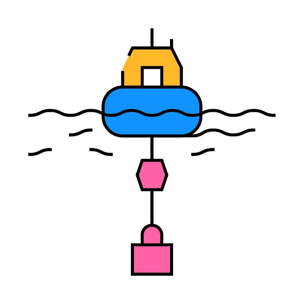 Floating Generator Tidal Power Plant Icon Color Illustration 49819678