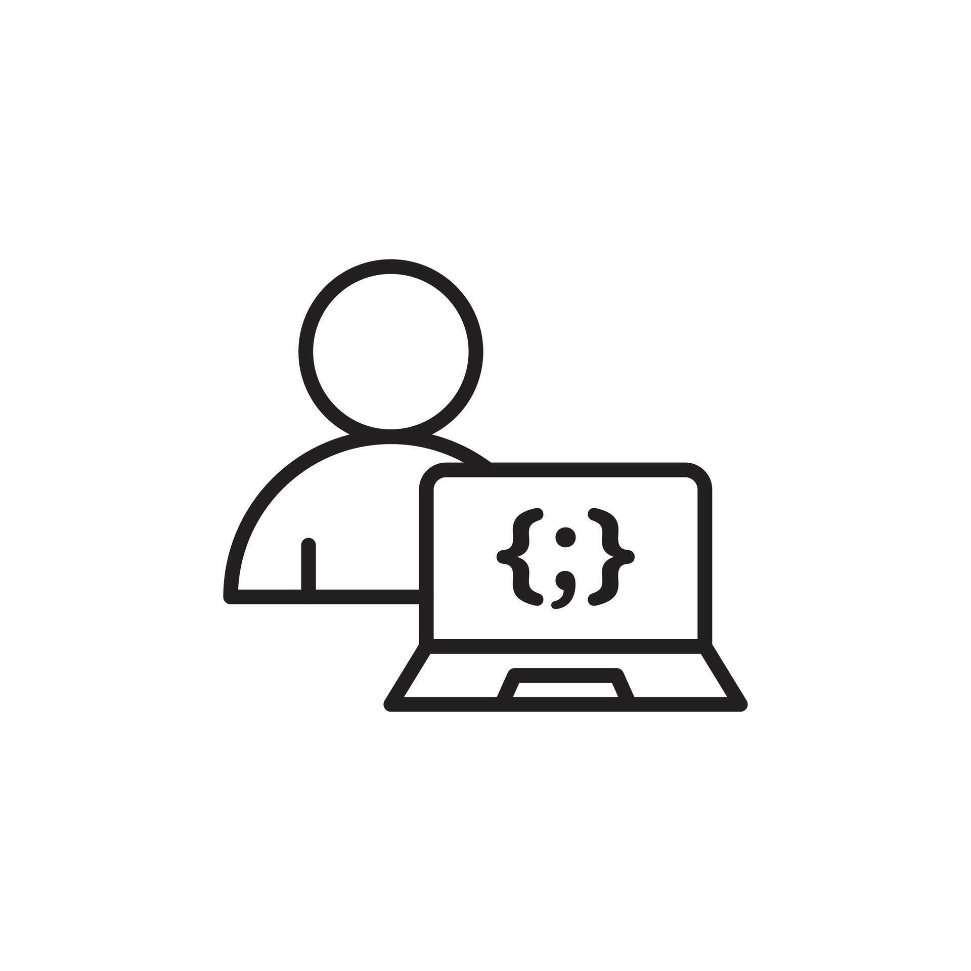 Programmer Icon Set Software Web Application Symbol In A Black Filled And Outlined Style