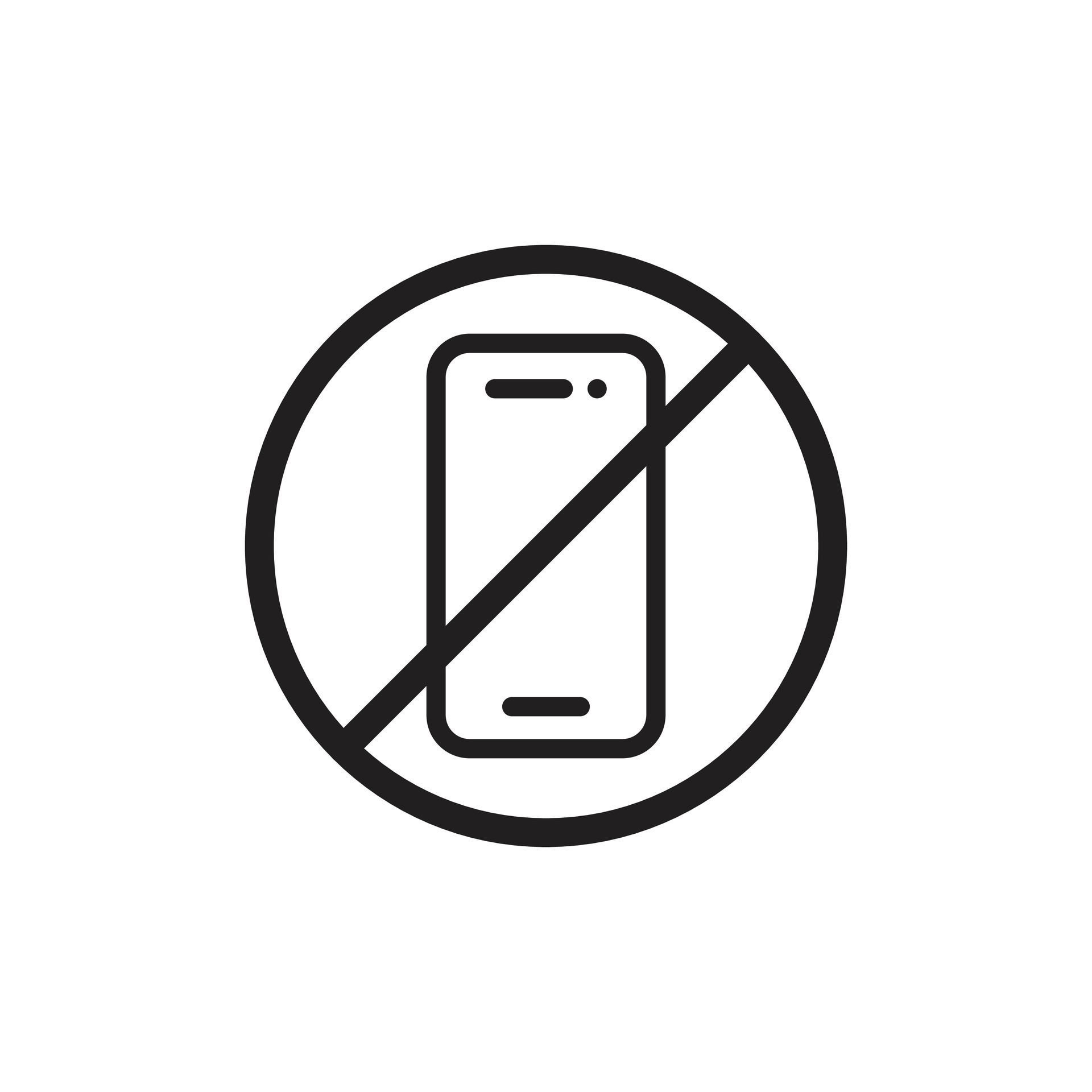 No Cell Phone Sign Icon Set. Mobile use ban symbol in a black filled ...