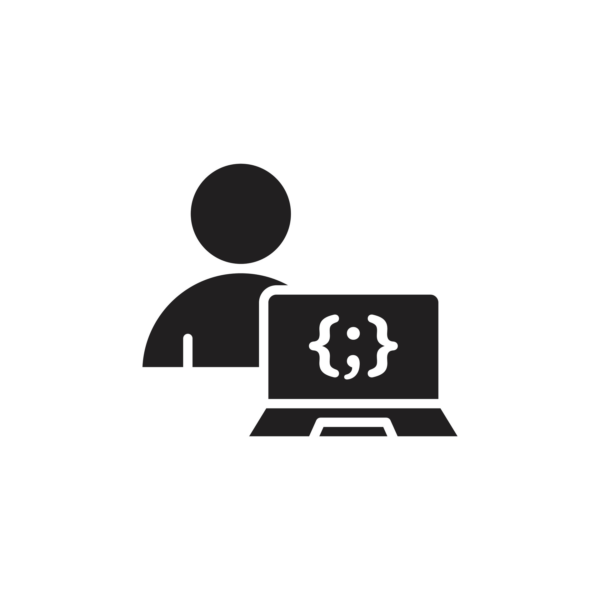Programmer Icon Set Software Web Application Symbol In A Black Filled And Outlined Style