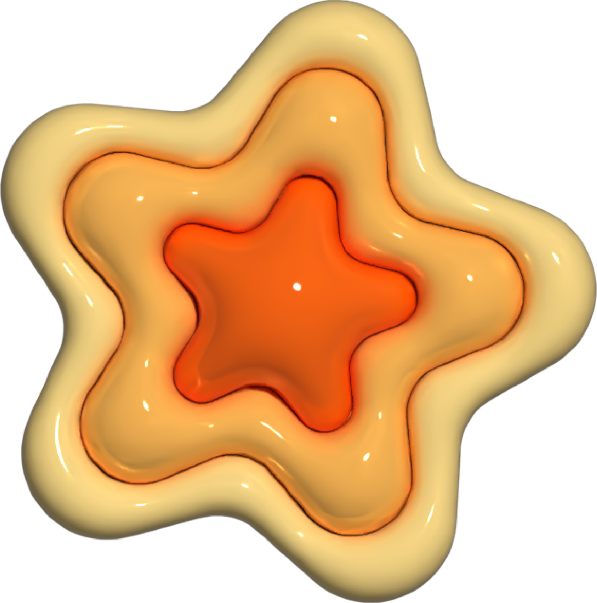 Orange Yellow Stars like Sunny Side Up Colored. 3D Glossy Inflated Bubble Style for Decoration ...