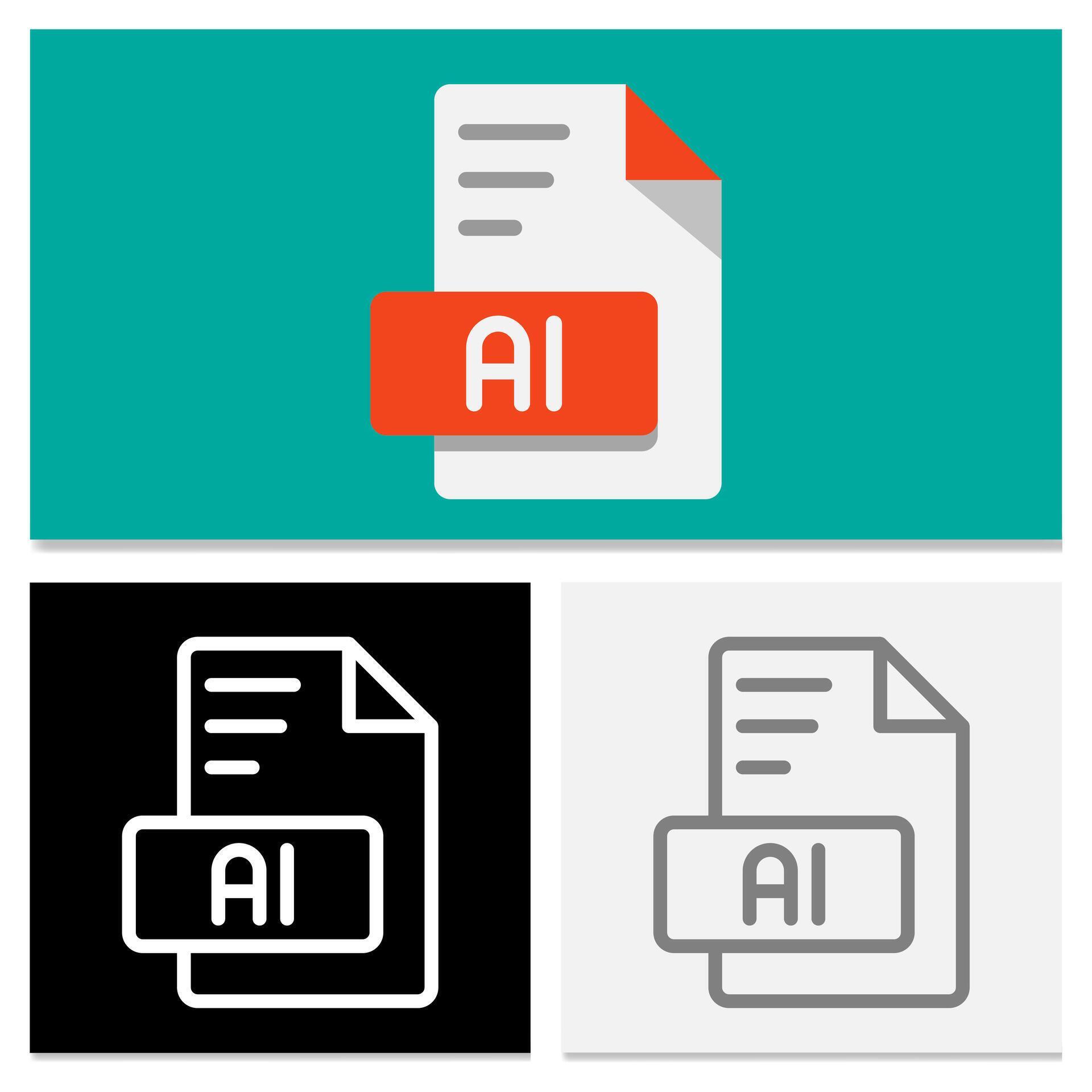 Set of Ai file format icons in flat style. multipurpose file type flat ...