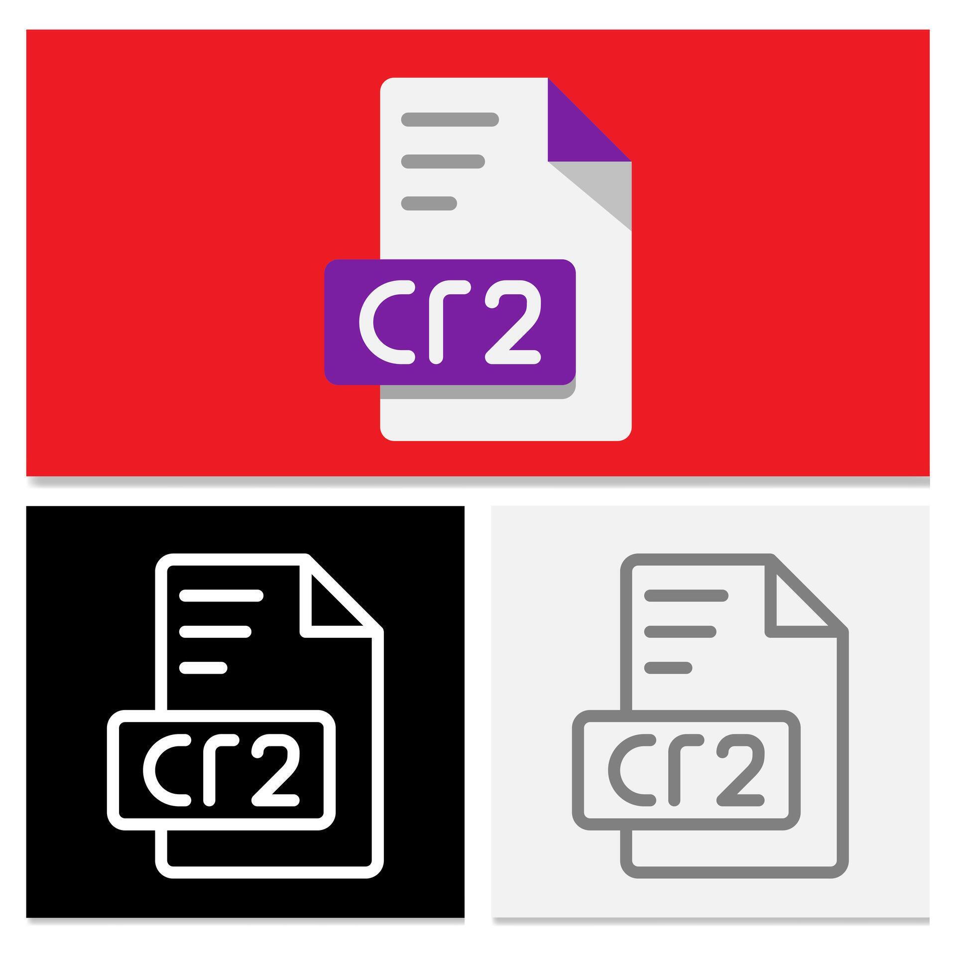 Set of Cr2 file format icons in flat style. minimalist flat format file icon. Can be used for ...