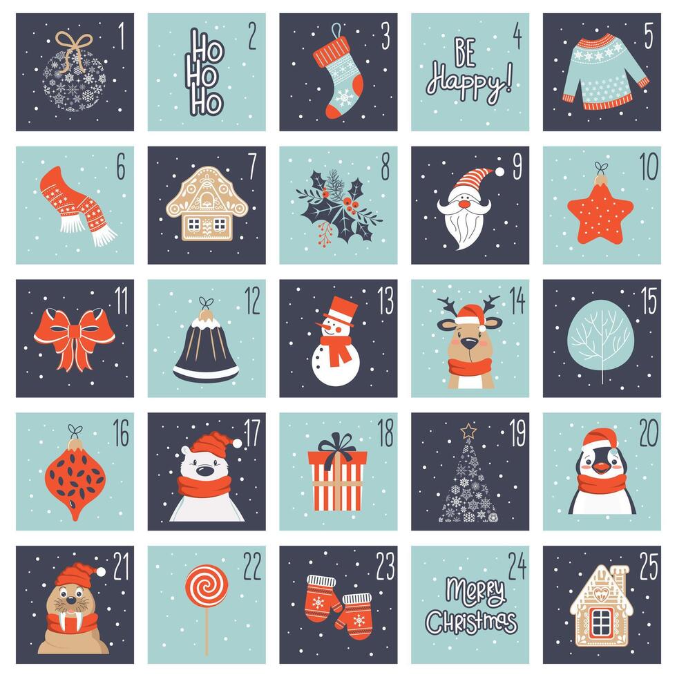 Navidad adviento calendario. cuenta regresiva fiesta calendario ...