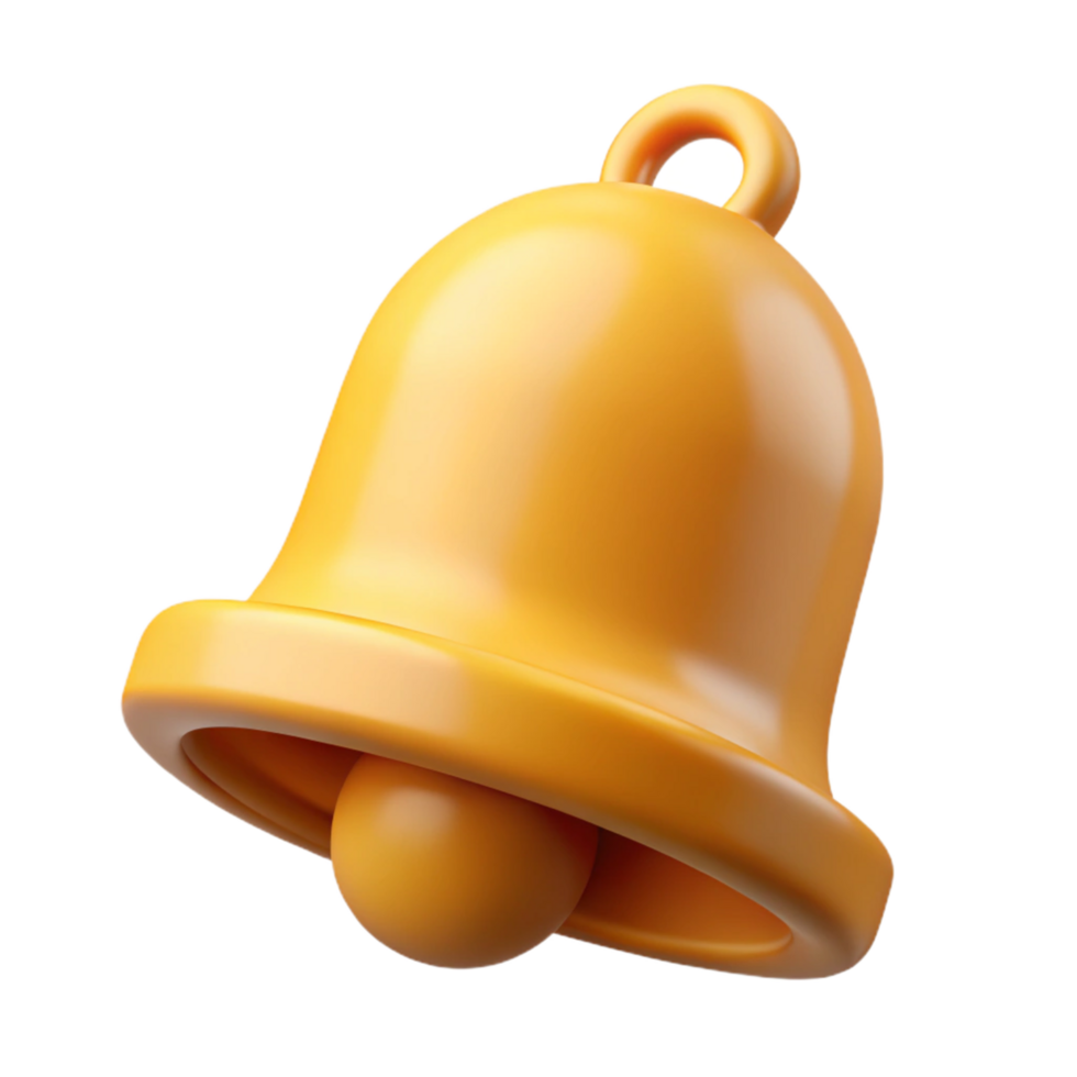 Distinctive 3D Bell Icon with Fine Rendering and Transparent Background ...