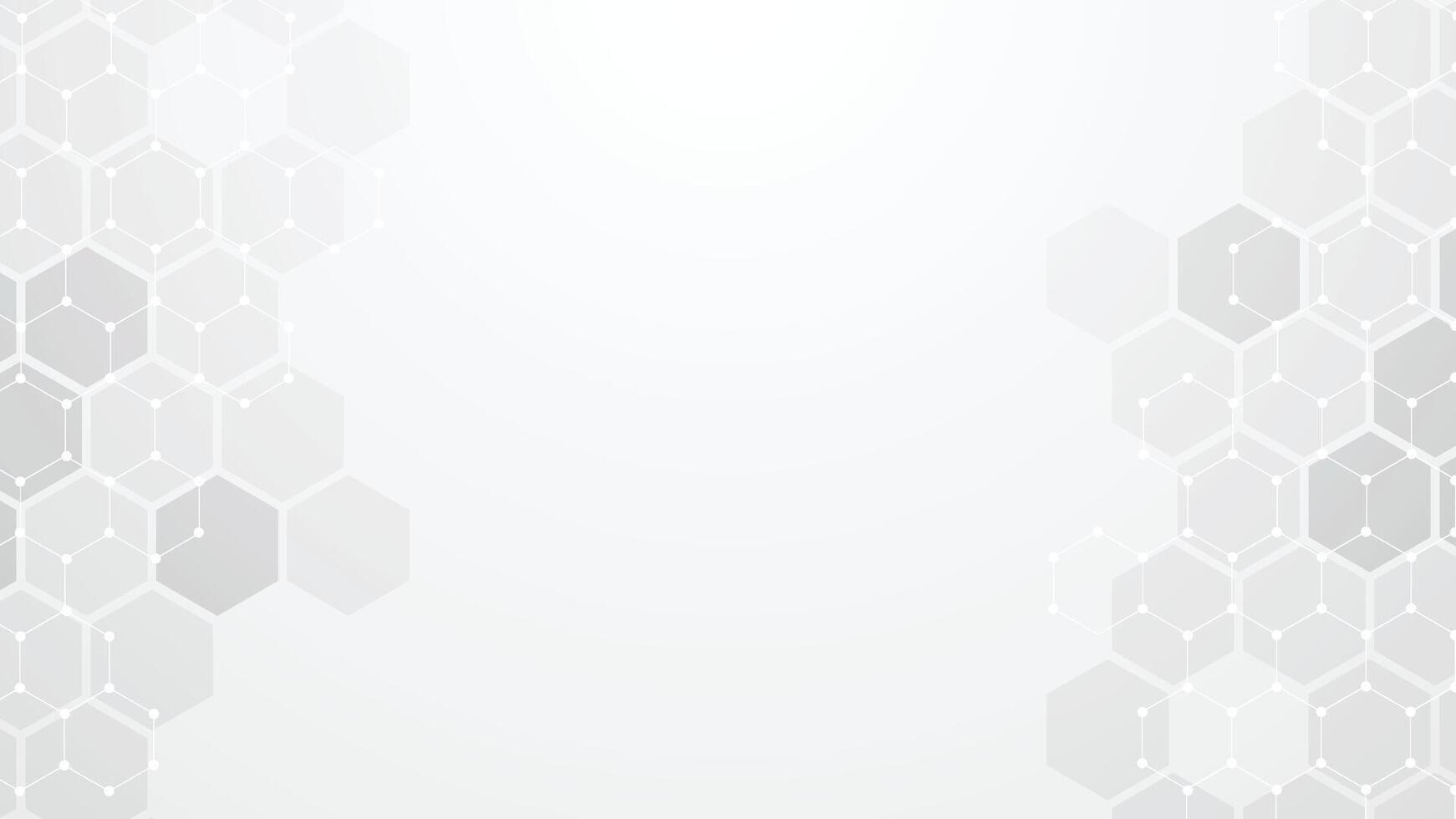 White background hexagon with abstract medical and technology elements for presentation ...