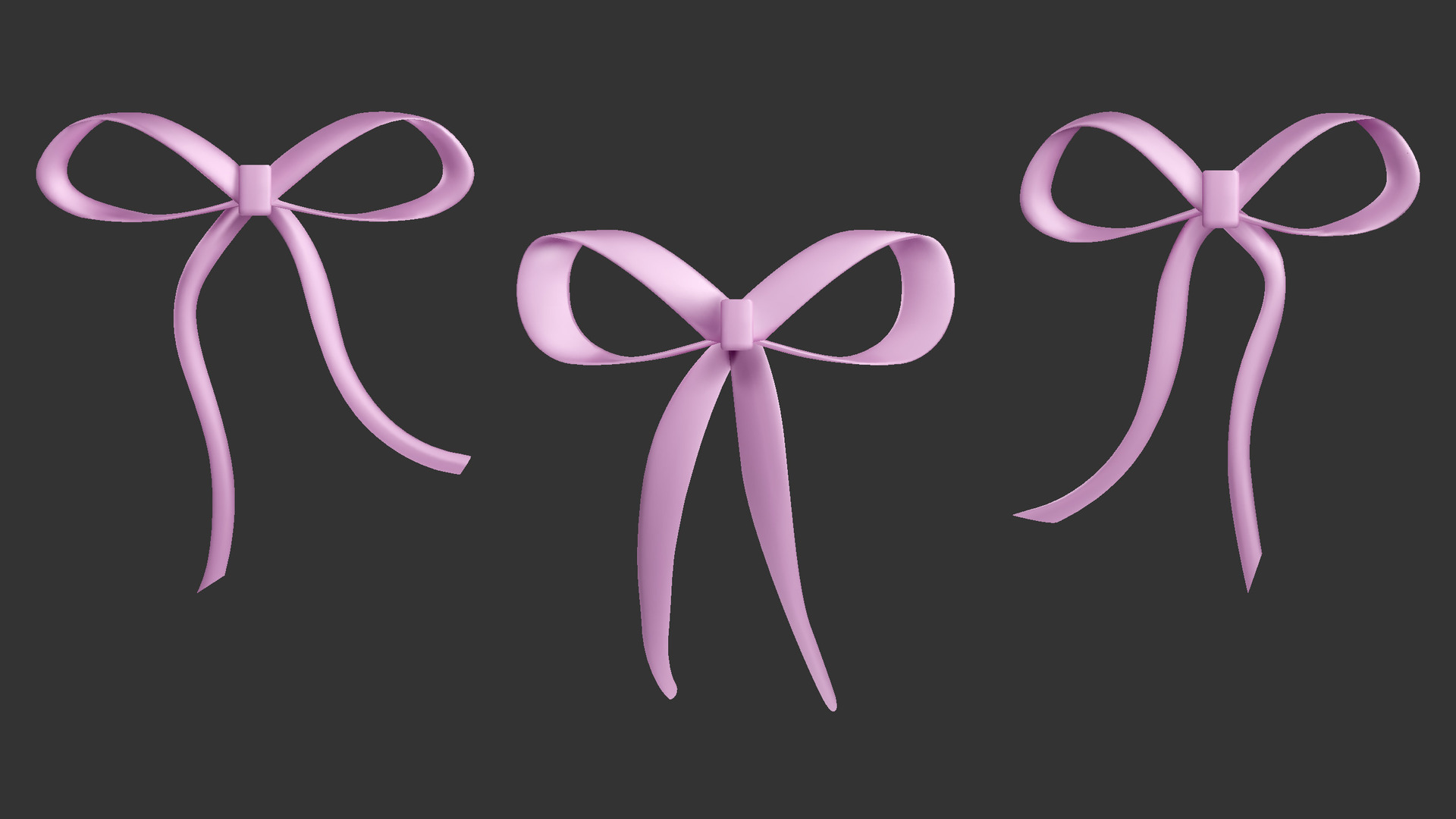 Y2k cute coquette bow. 3d gift ribbon illustration. Purple satin tie ...