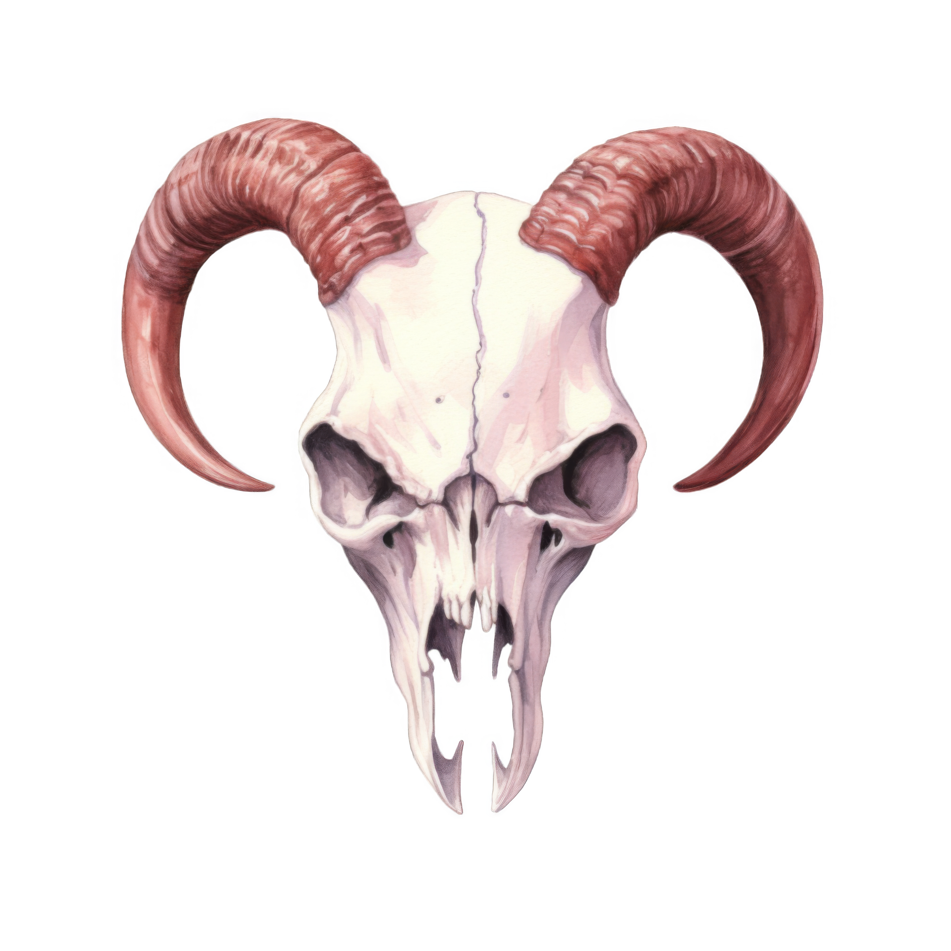 Watercolor Illustration Of A Ram Skull With Curved Horns 49897807 Png