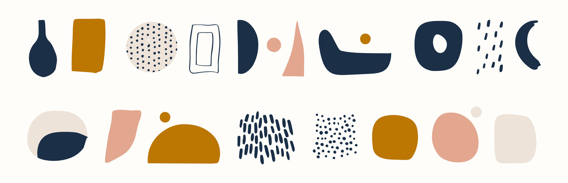 Set of boho abstract organic shape. hand drawn doodle art. blob ...