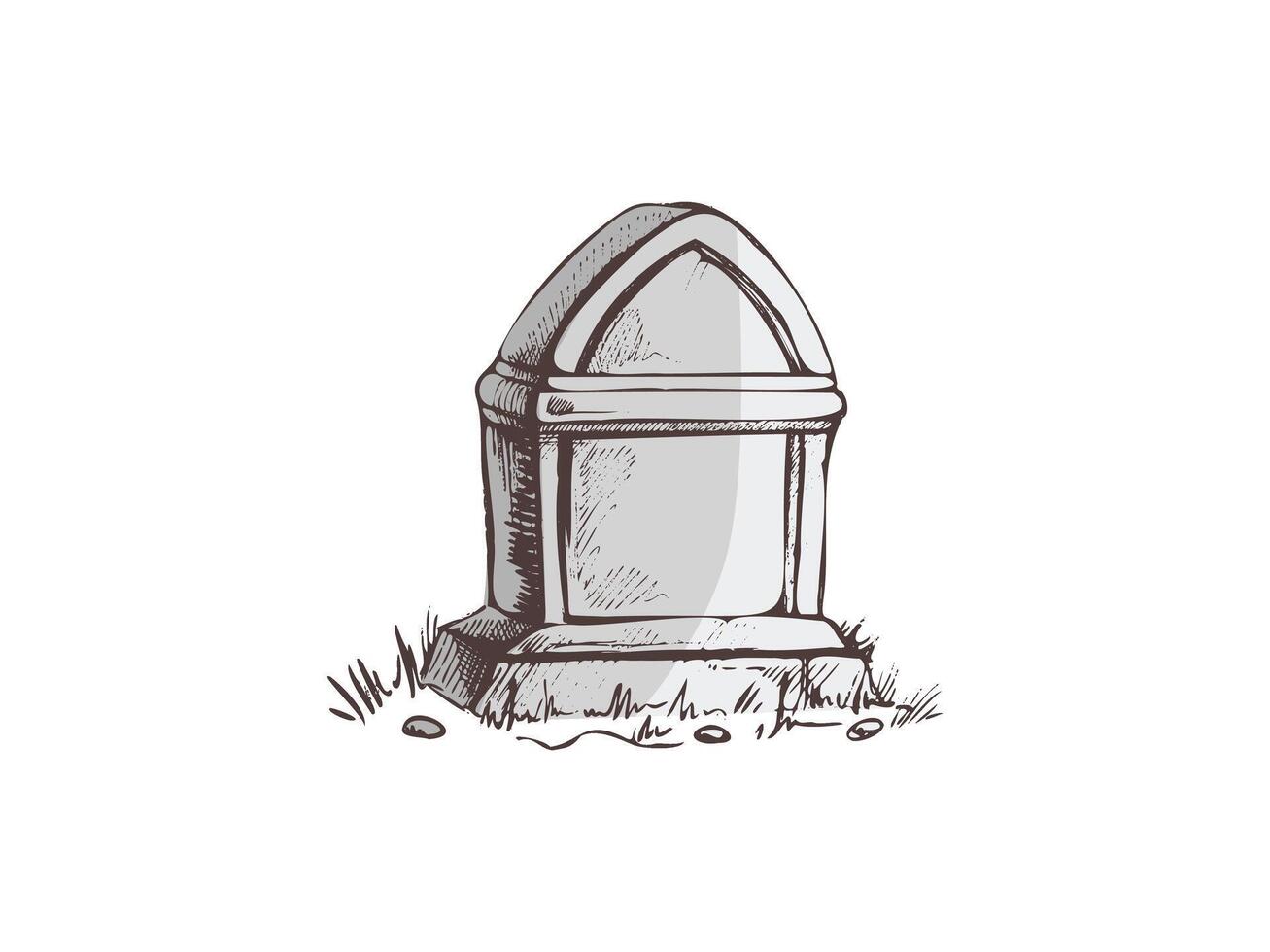 Old Hand Drawn Murble Stone Tombstone Rest In Peace Drawing Illustration For Funeral Service