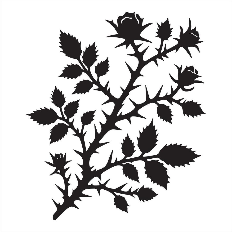 Detailed Silhouette of a Thorny Branch Icon, Perfect for Botanical ... Detailed Silhouette of a Thorny Branch Icon, Perfect for Botanical ...