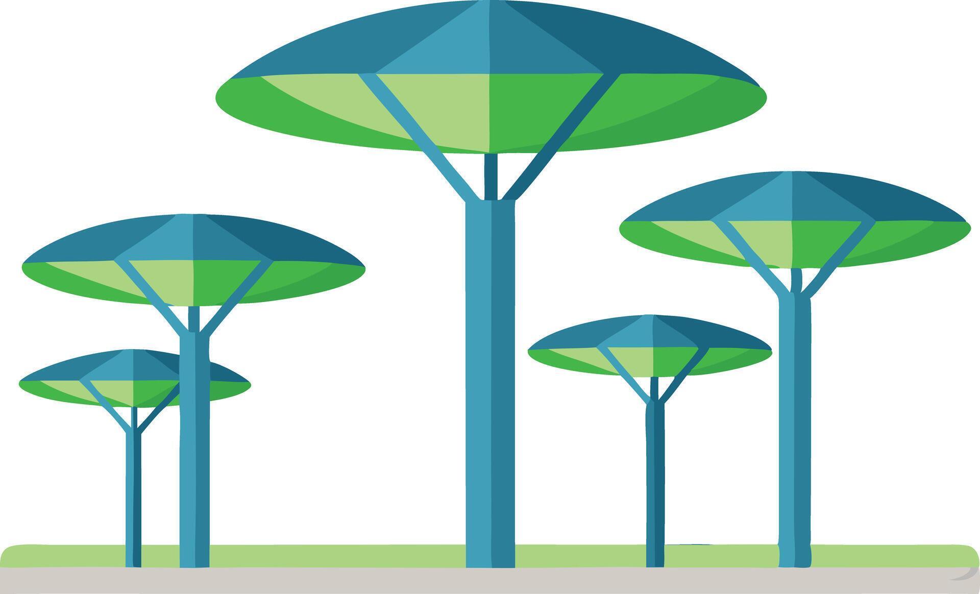 illustration of stylized trees with umbrella-shaped canopies 49936419 Vector Art at Vecteezy