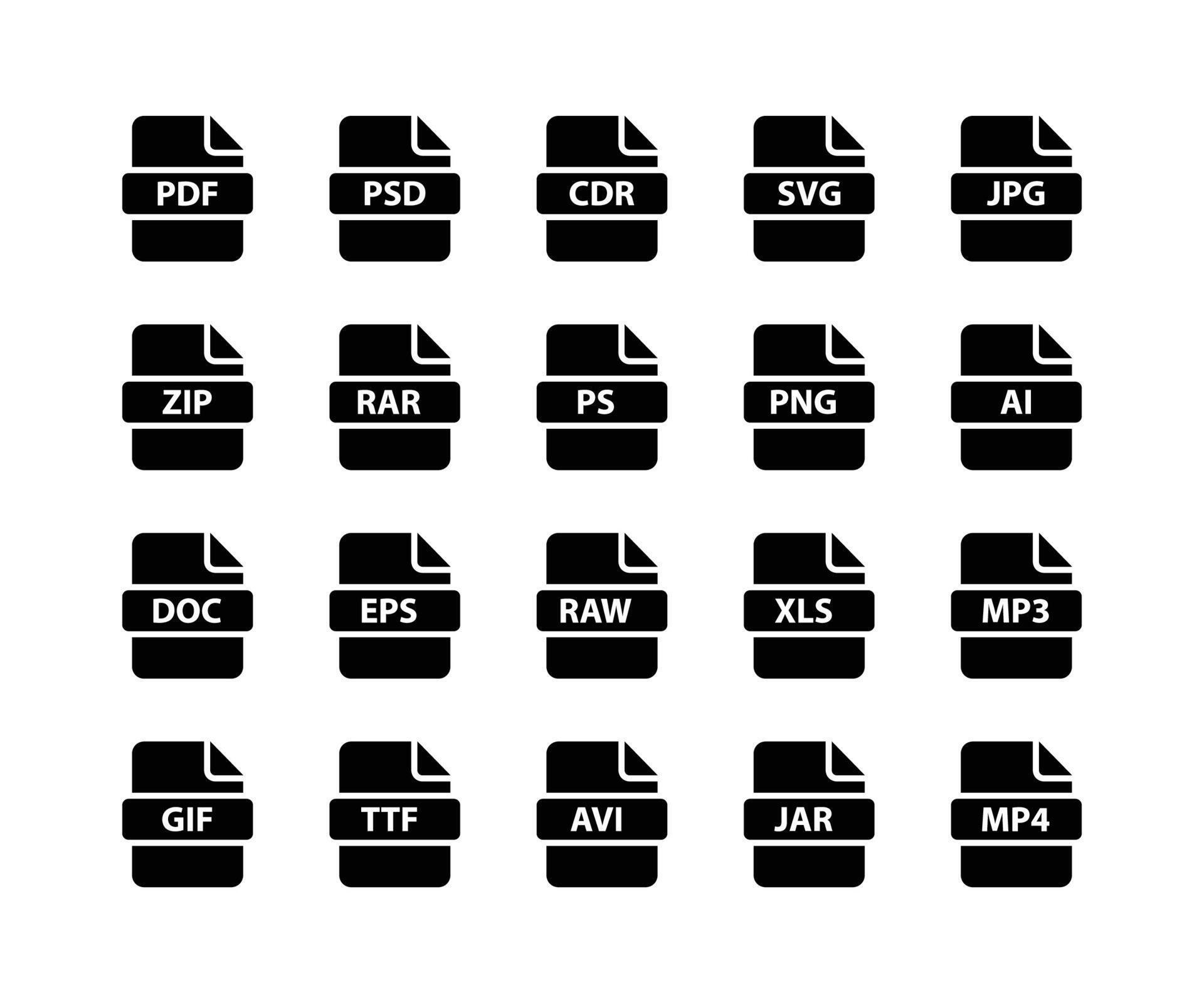 File Format Icon Set File Type Icon Set Format And Extension Of