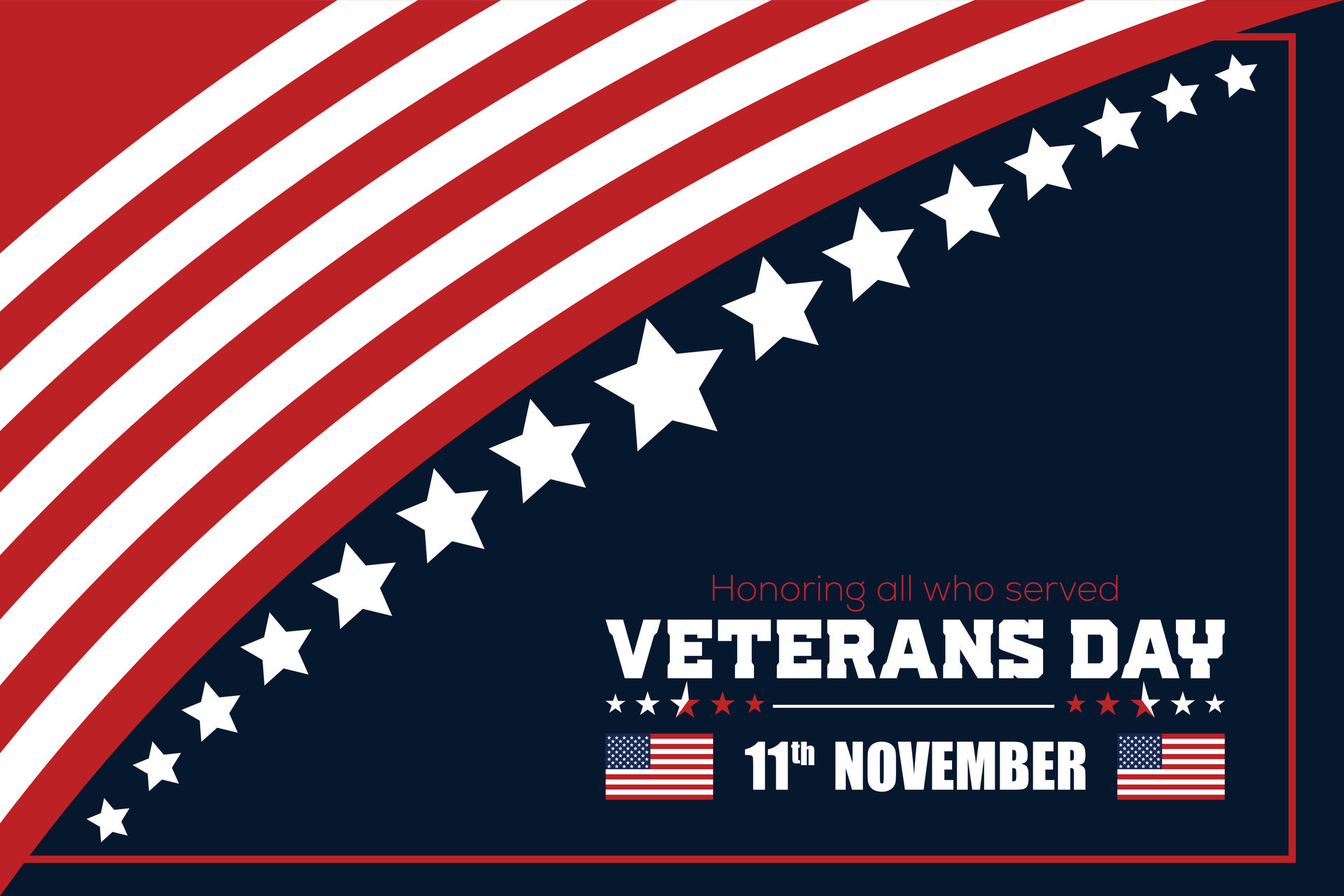 Happy Veterans day concept made from American flag. Honoring all who served, 11th November ...