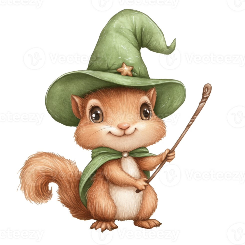Eichhörnchen gekleidet wie ein Magier halten ein Magie Zauberstab ... Eichhörnchen gekleidet wie ein Magier halten ein Magie Zauberstab ...