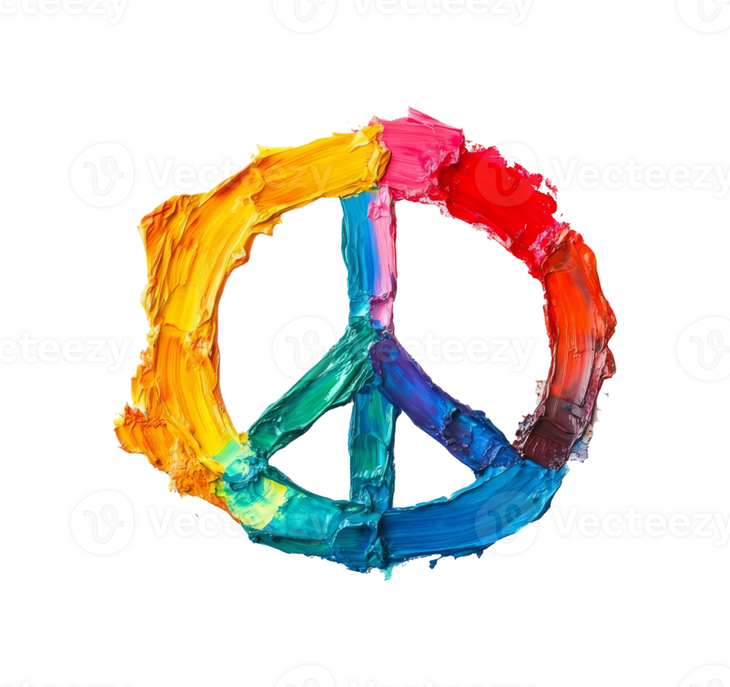 Colorful peace symbol painted with vibrant hues, cut out transparent 49952815 PNG