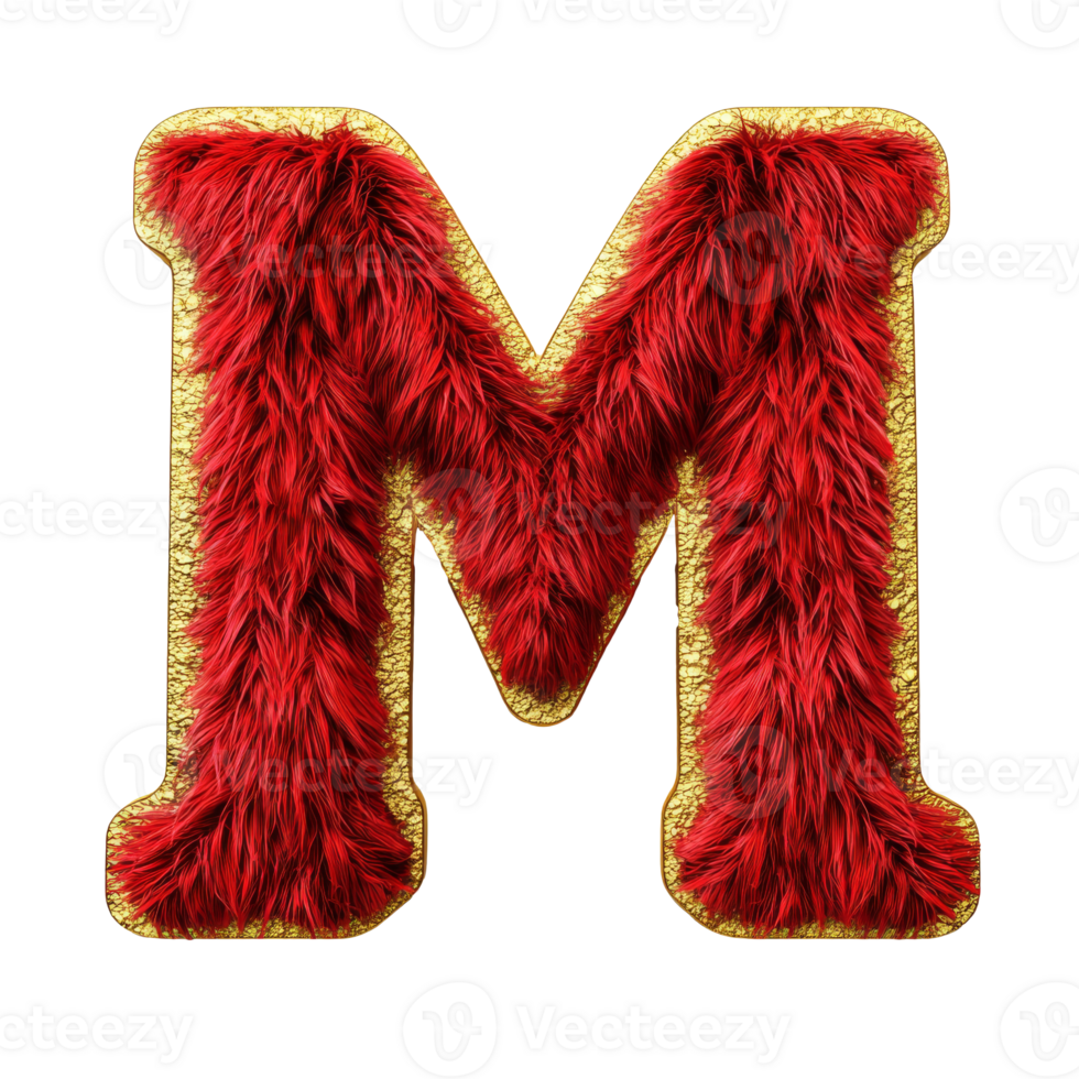 Fluffy red letter M on a golden background isolated transparent background 49953828 PNG