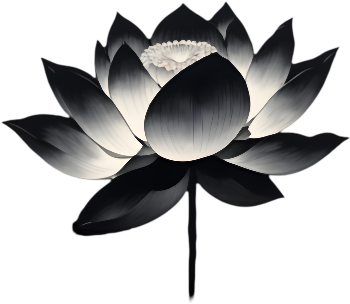 tranquilo negro loto flor sumi-e diseño. . 49954101 PNG tranquilo negro loto flor sumi-e diseño. . 49954101 PNG
