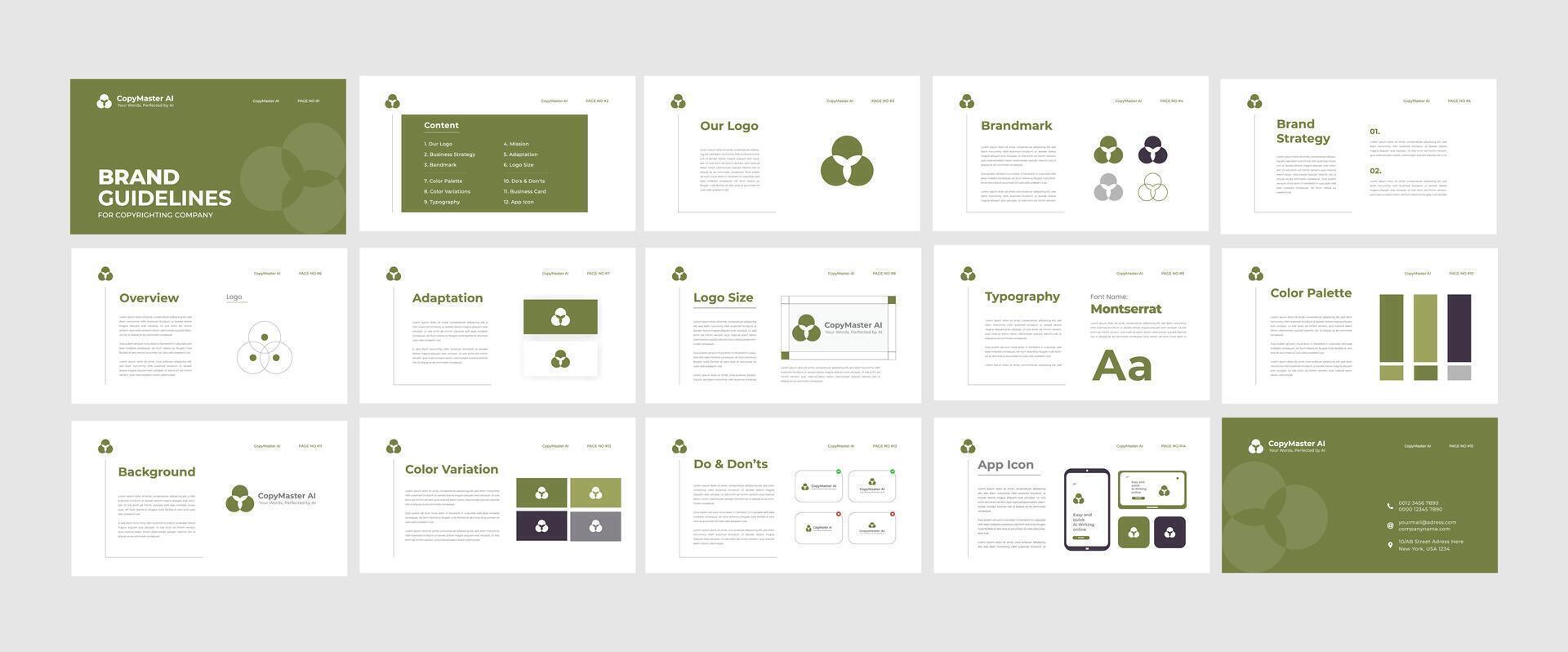 Green Minimal Brand Guideline Layout Template Design. Creative Brand ... Green Minimal Brand Guideline Layout Template Design. Creative Brand ...