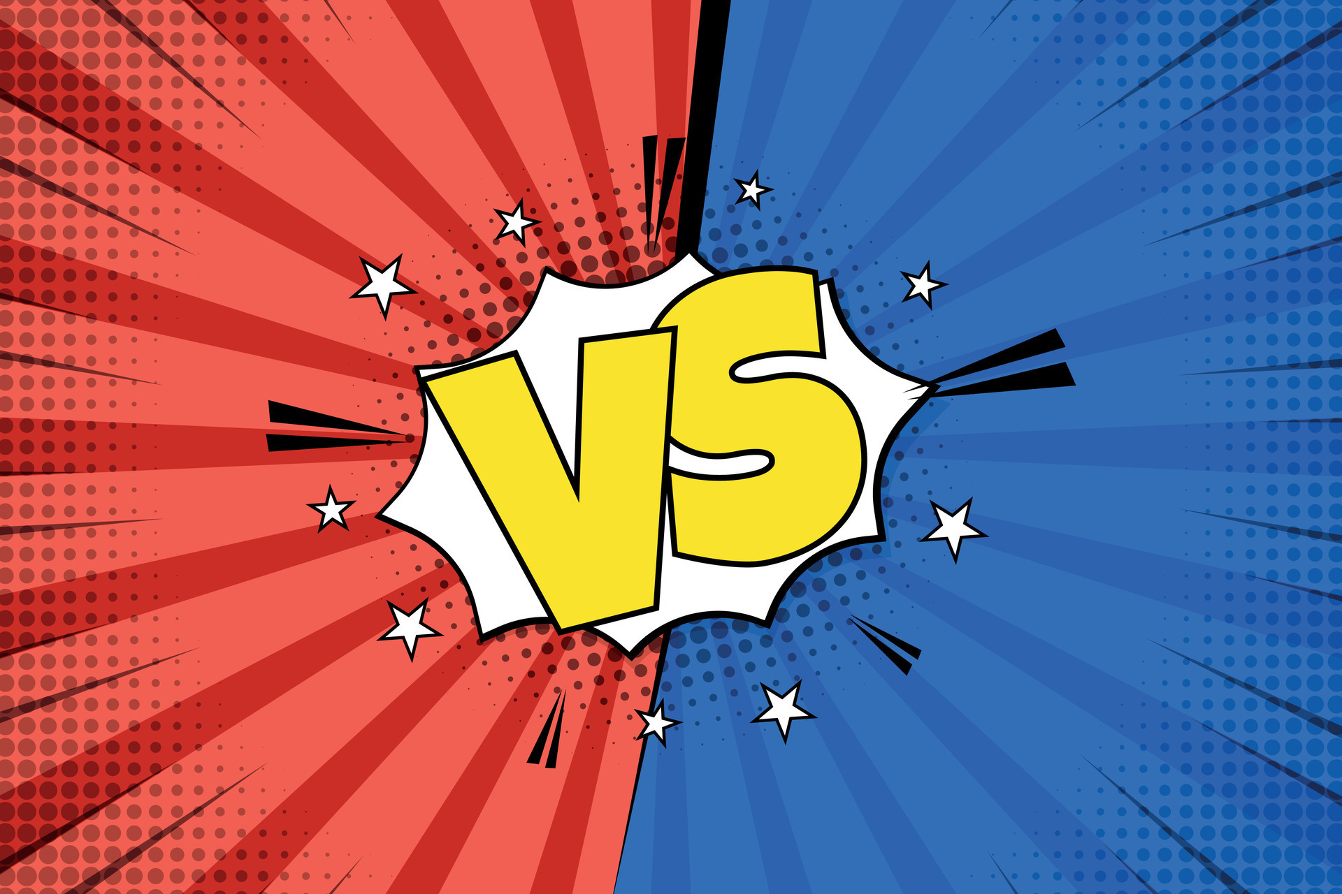 Comic Book Versus Template Background Classic Pop Art Style Superhero