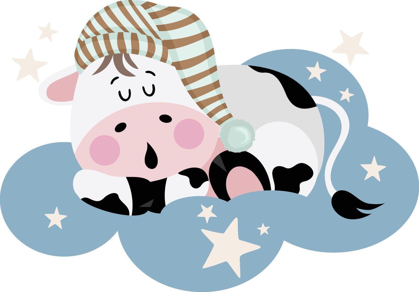 Cute cow sleeping on blue cloud 49968360 Vector Art at Vecteezy