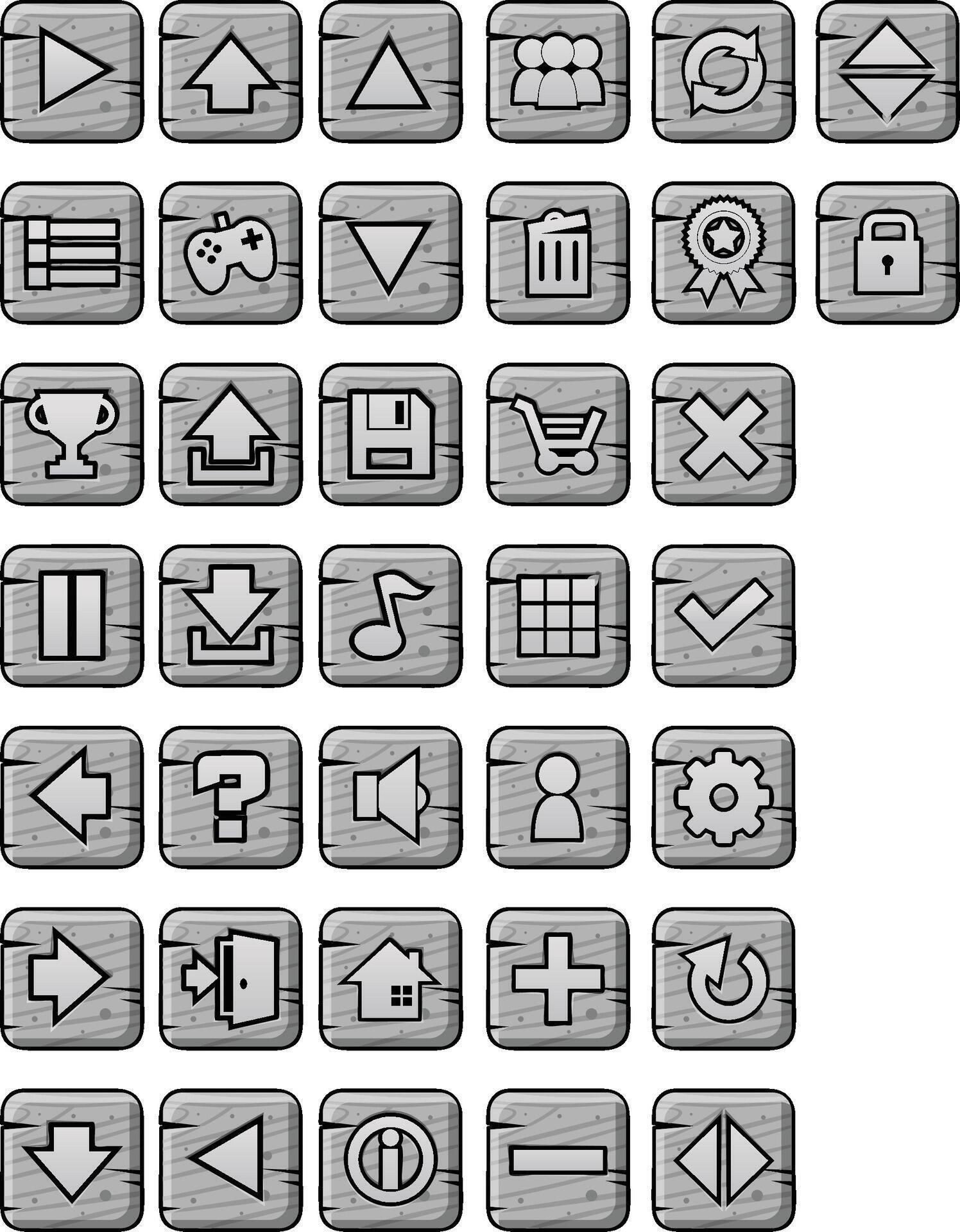 Grey Wood Game UI Button Pack 49987635 Vector Art at Vecteezy