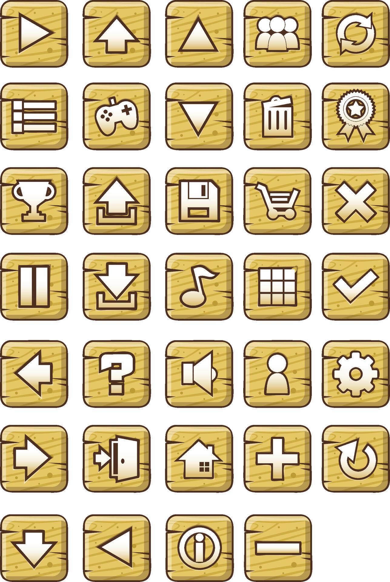 Wood Game UI Button Pack 49987639 Vector Art at Vecteezy