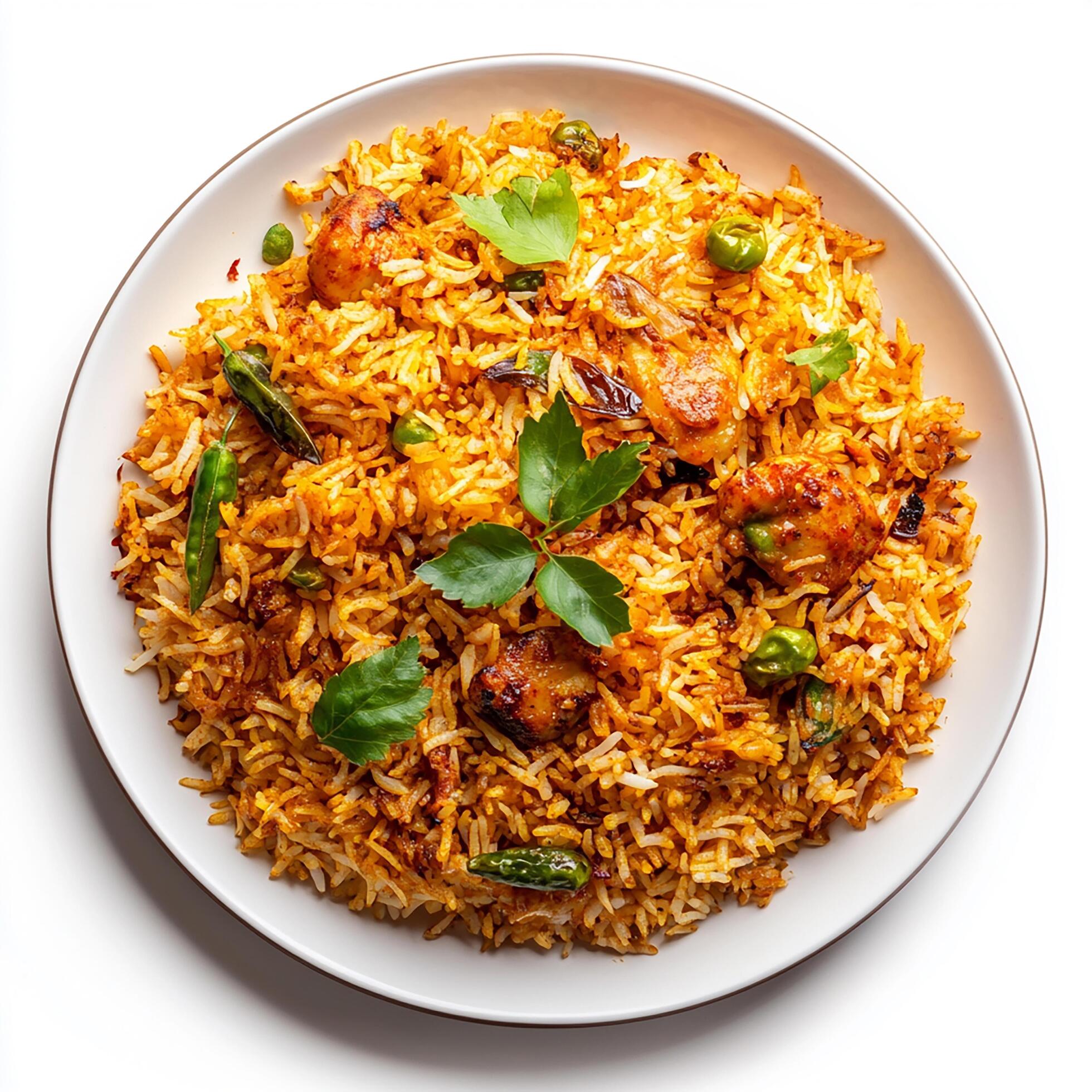 Delicious kacchi biryani on plate isolated white background 49990992 ...