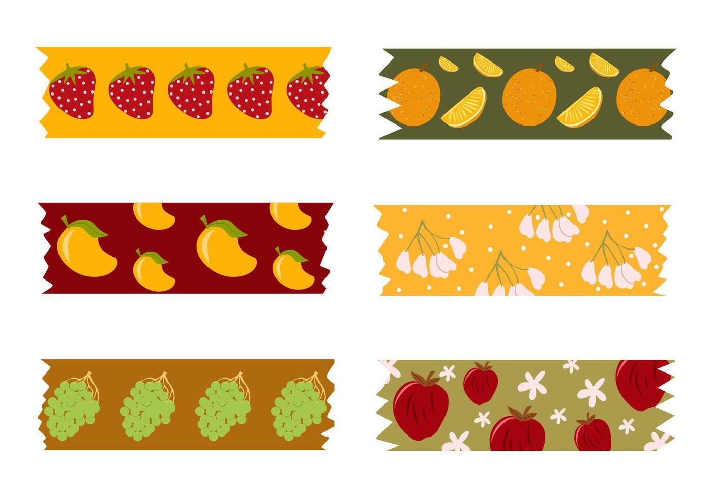 Set of hand drawn patterned washi tape isolated on white background ...