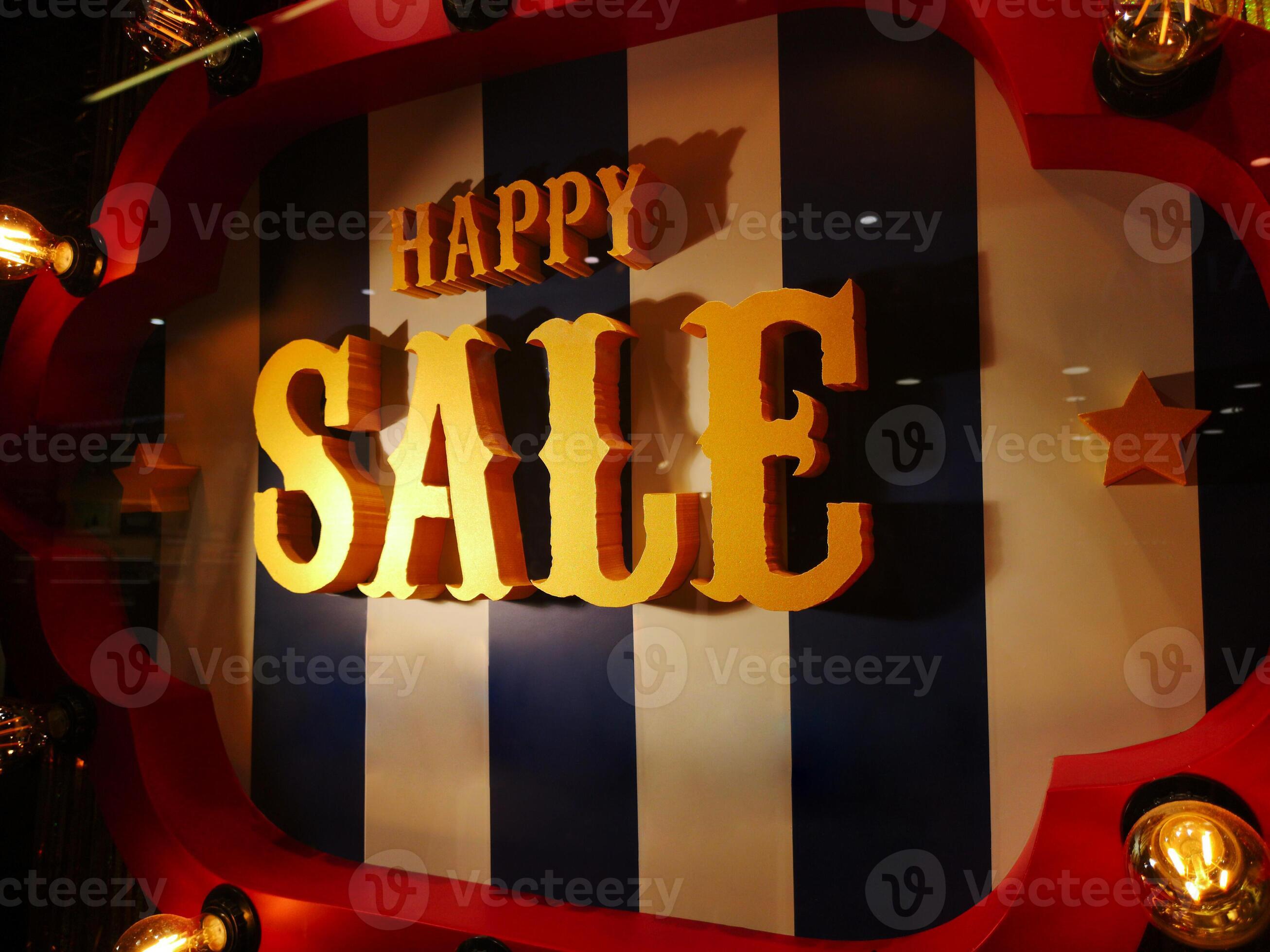 Picture of shop window display with text Happy Sale. Sale poster. 49991317 Stock Photo at Vecteezy