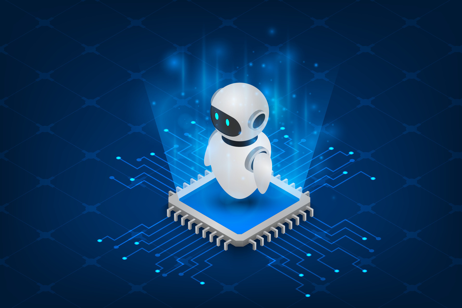 Artificial intelligence ai robot, process isometric, digital technology ...