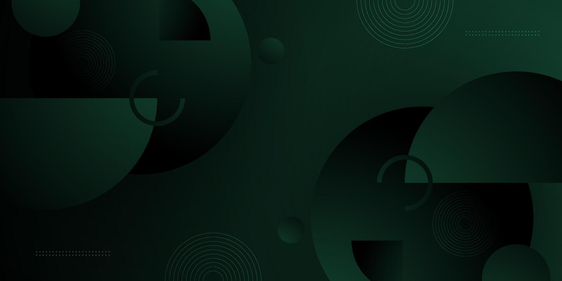 Abstract geometric background with dark green color design background. Simple overlap circle ...