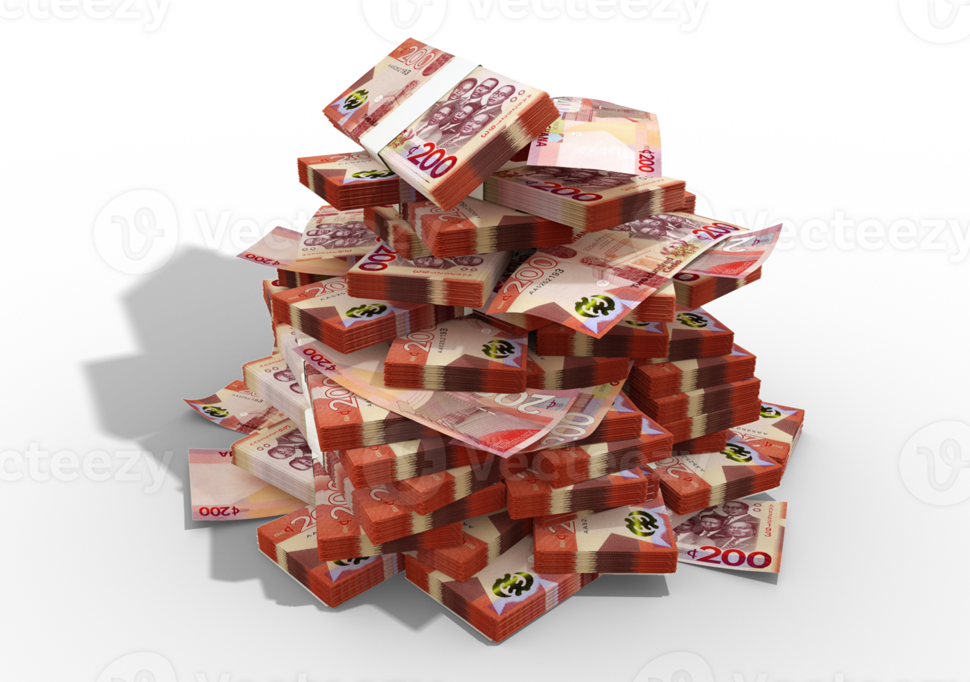 3d Rendering Of Stacks Of Ghanaian Cedi Notes Bundles Of Ghana