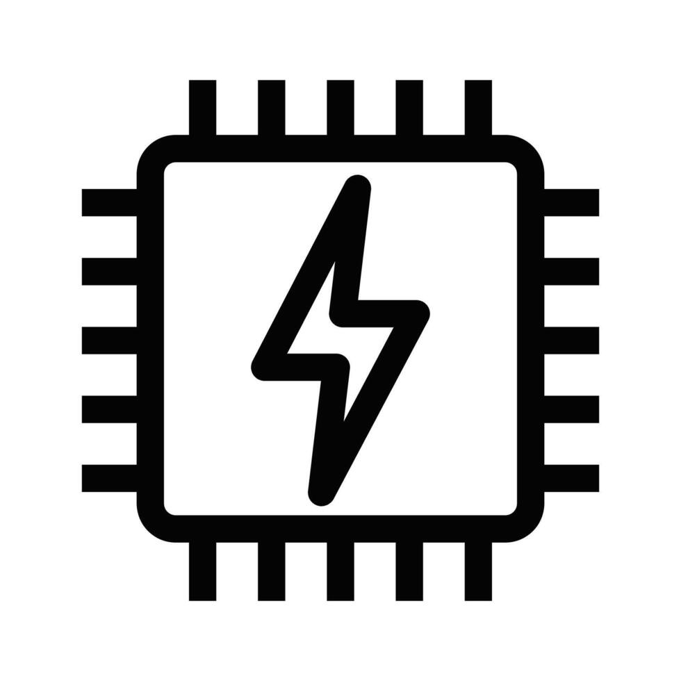 Outline Of A Microchip With A Lightning Bolt Symbol Representing Energy Efficient Technology